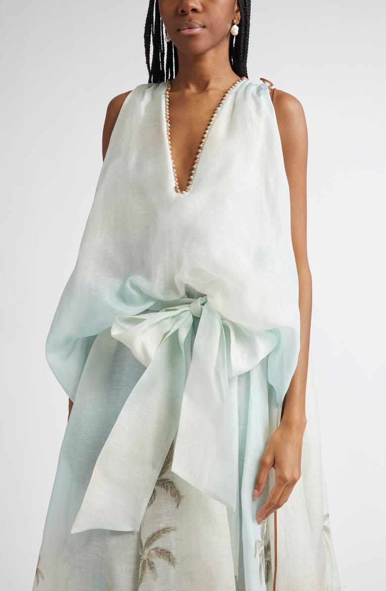 Zimmermann Seascape Print Organza Plunge Gown | Nordstromrack