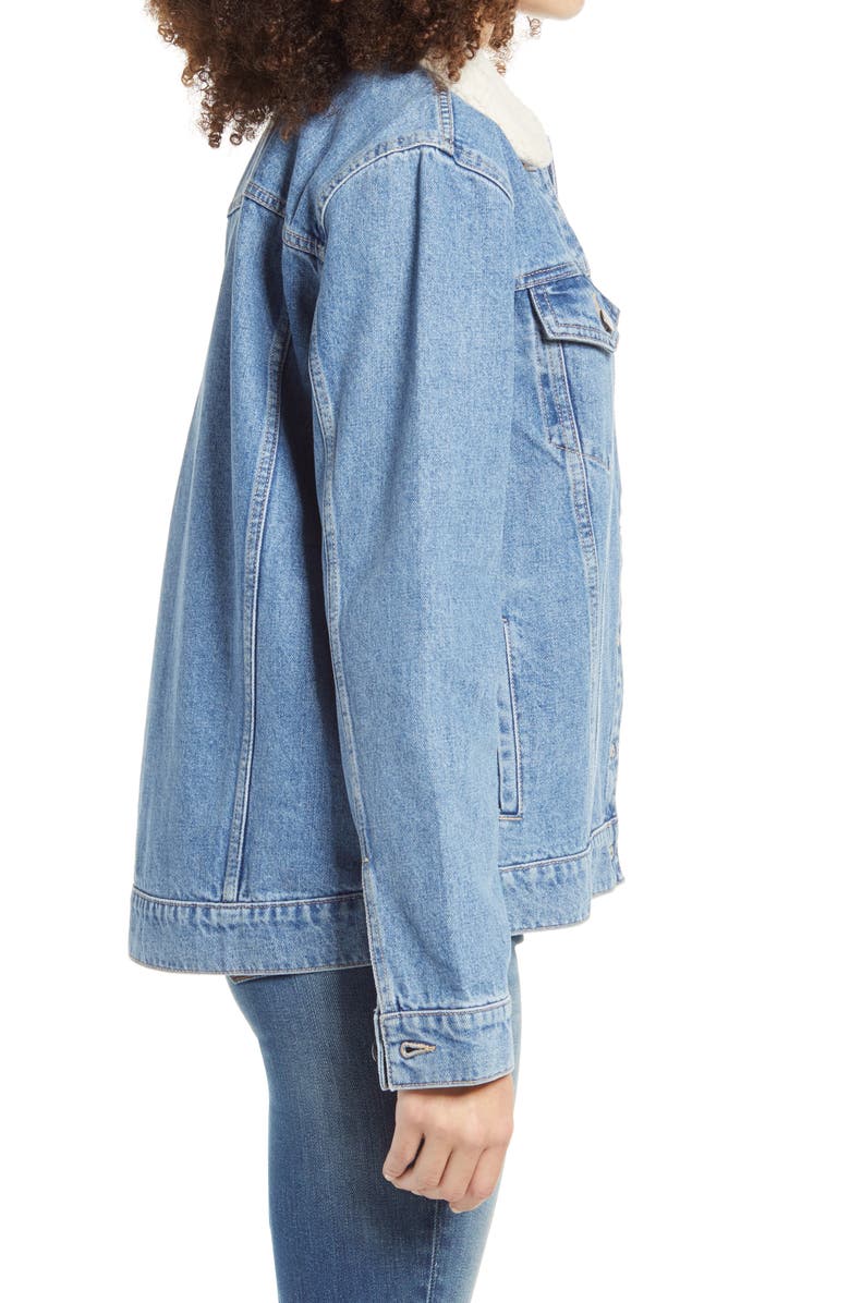 BP. Denim Jacket with Removable Faux Shearling Collar | Nordstromrack