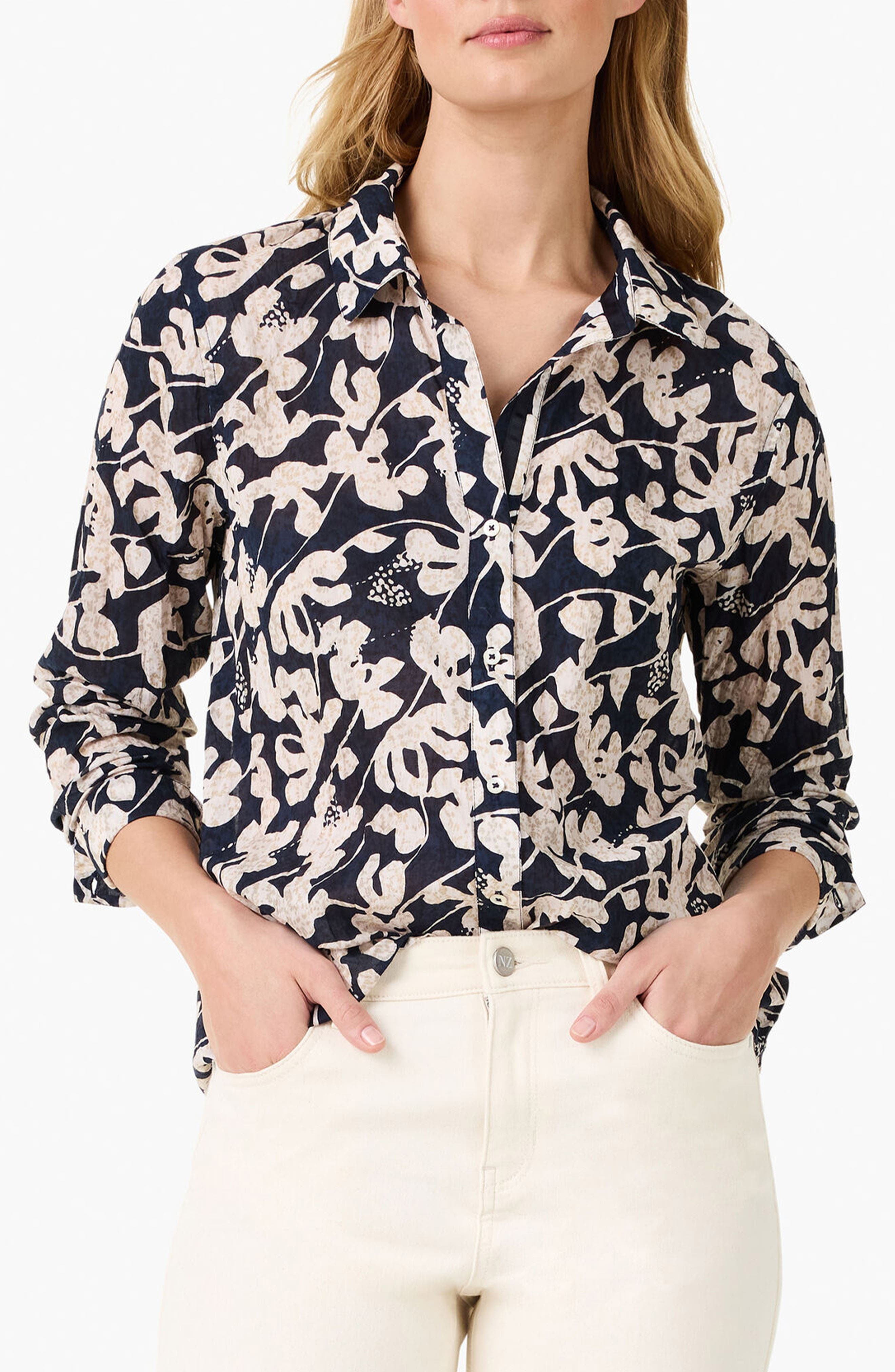NIC+ZOE Water Lilies Crinkled Button-Up Shirt | Nordstromrack