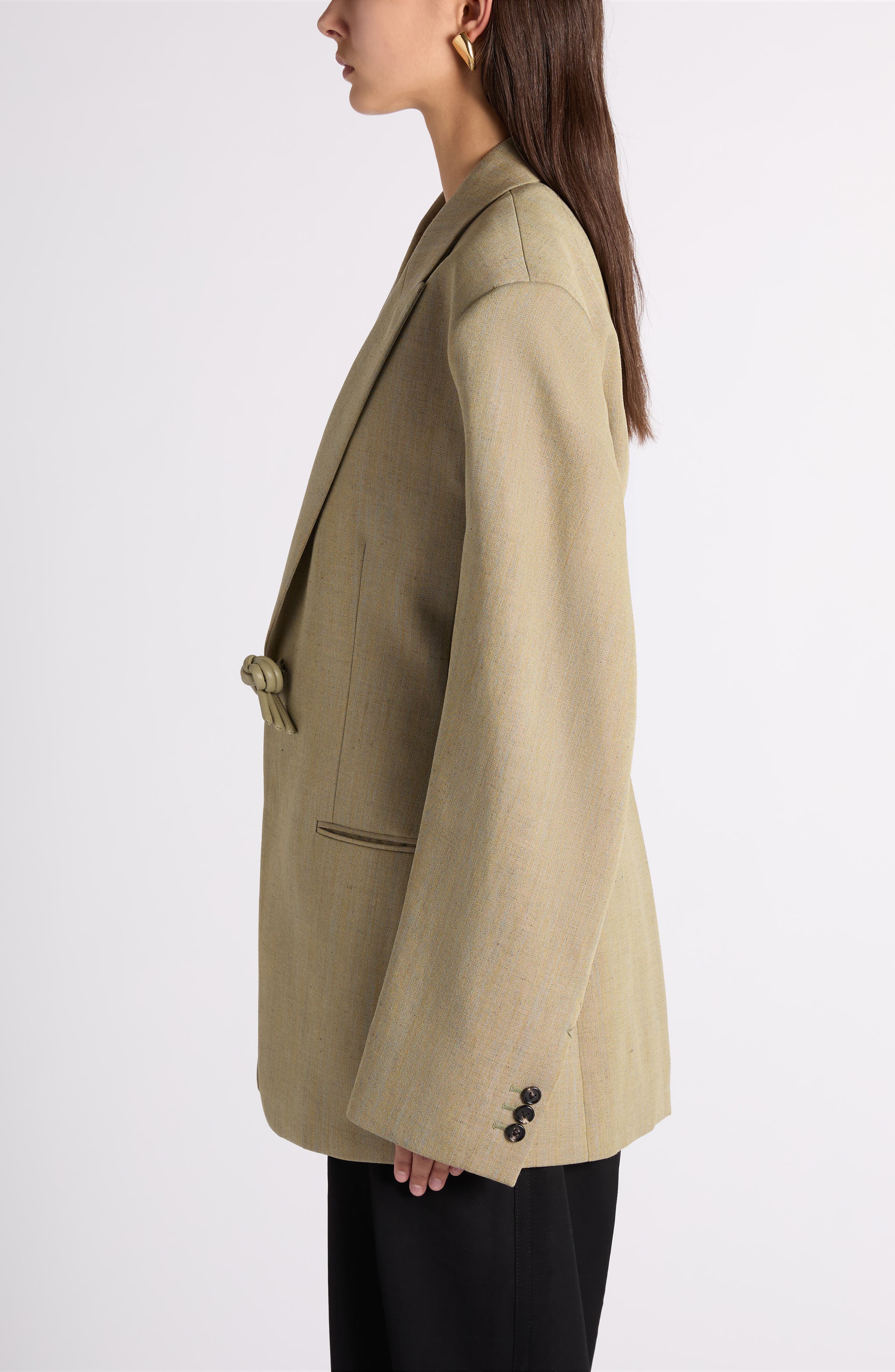 Bottega Veneta Knot Embellished Wool & Linen Blend Jacket | Nordstrom