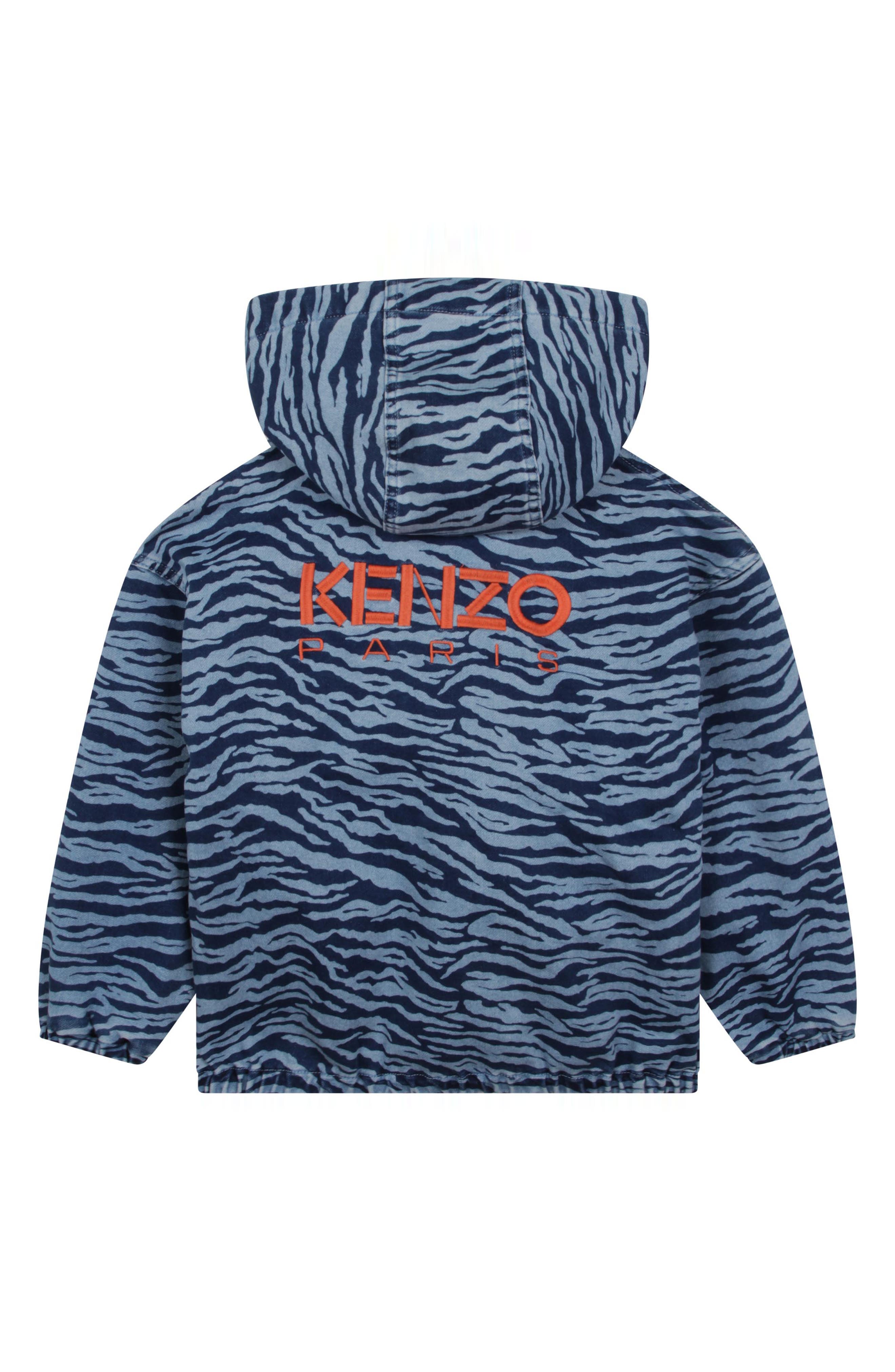 KENZO Kids' Tiger Stripe Zip-Up Graphic Hooded Jacket | Nordstromrack