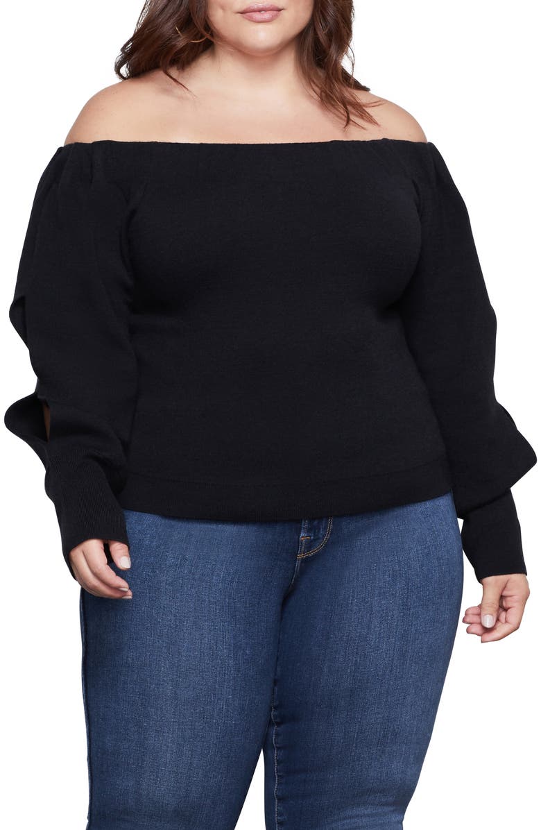 Good American Off the Shoulder Sweater with Slit Sleeves | Nordstromrack