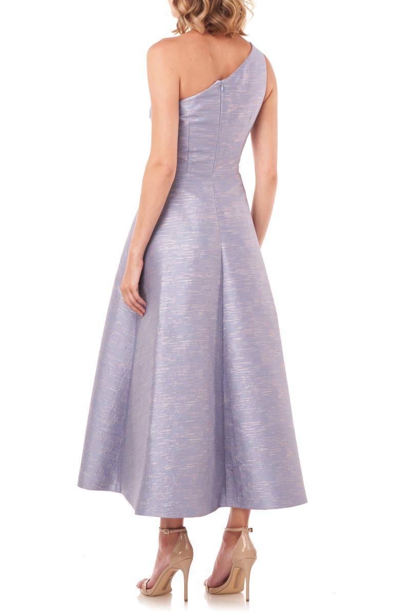 Kay Unger Victoire Metallic Jacquard One-Shoulder Cocktail Dress ...