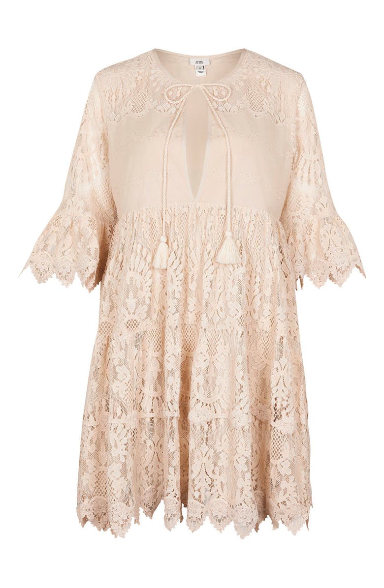 River Island Embroidered Lace Tie Front Minidress | Nordstromrack