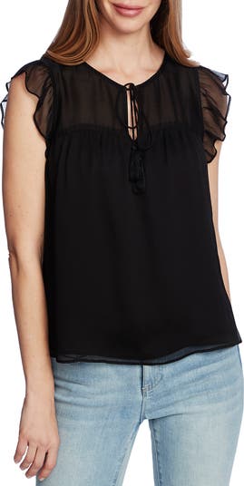 CeCe Flutter Sleeve Split Neck Top | Nordstromrack