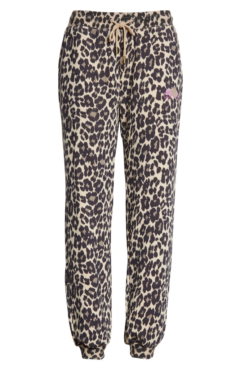 Nicole Miller Leopard Print Stretch Cotton French Terry Joggers | Nordstrom
