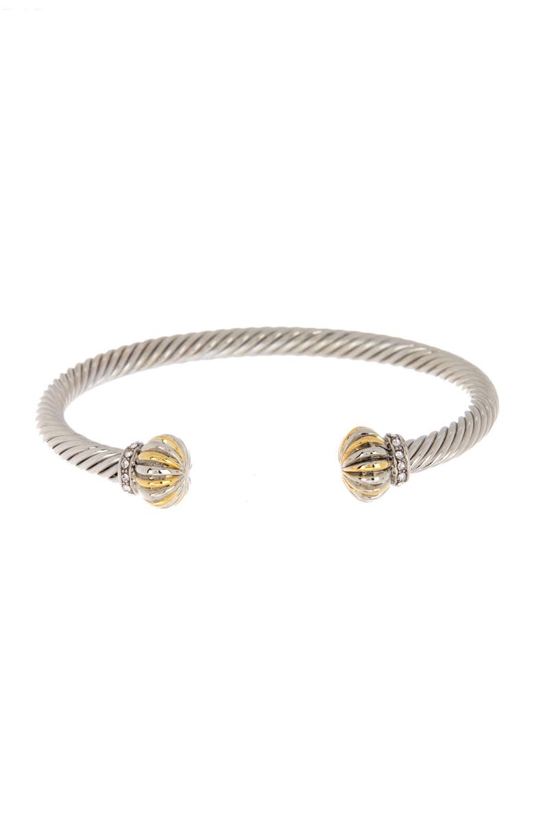 Juvell Two-Toned Twisted Cable CZ Cuff Bangle | Nordstromrack
