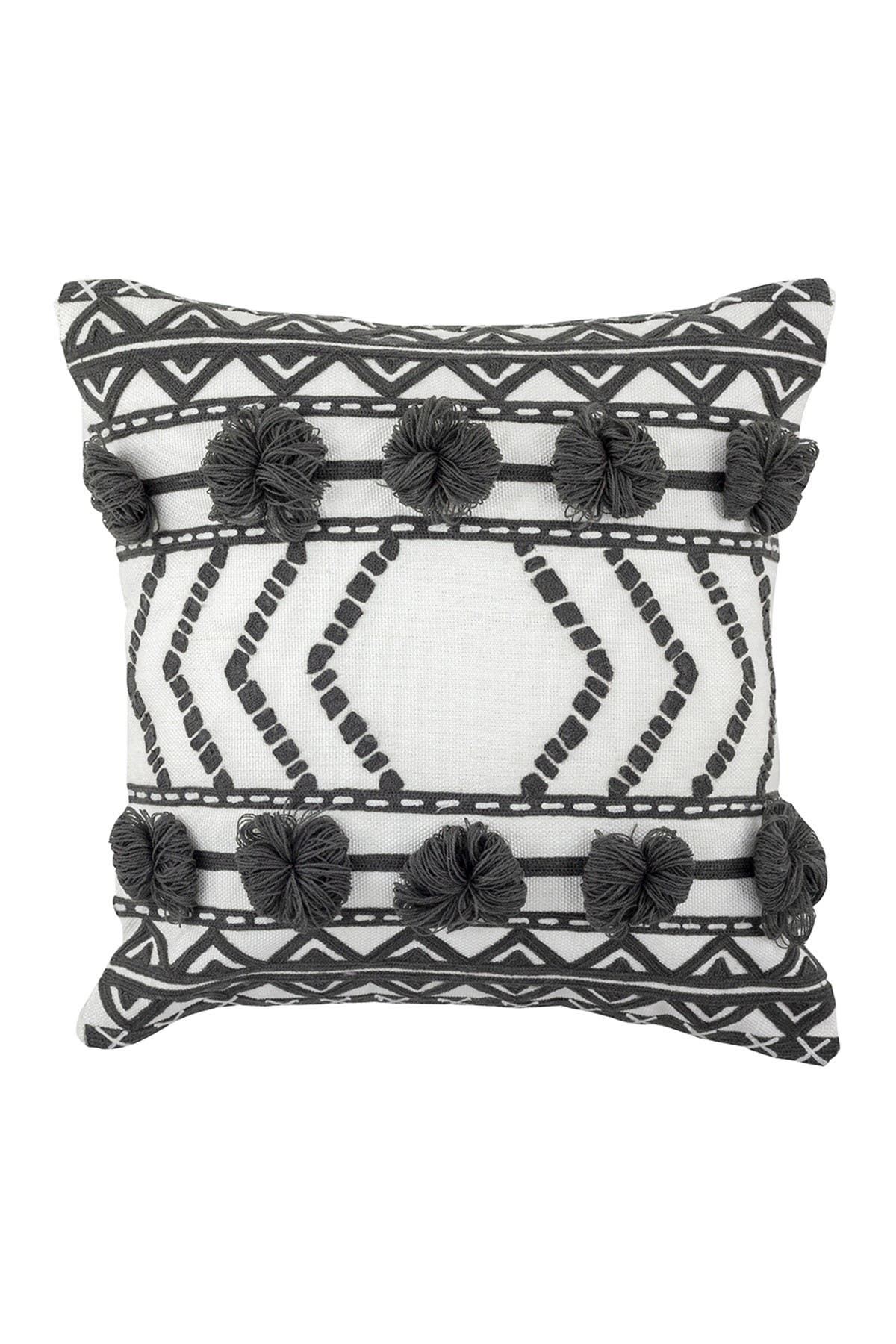 DIVINE HOME Embroidered Thelma Outdoor Pillow - 17" x 17" - Gray ...