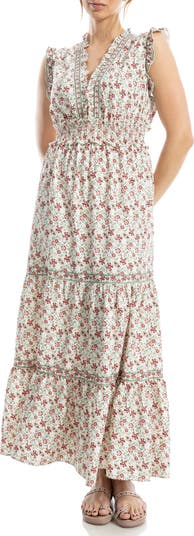 MAX STUDIO Smocked Fit & Flare Maxi Dress | Nordstromrack