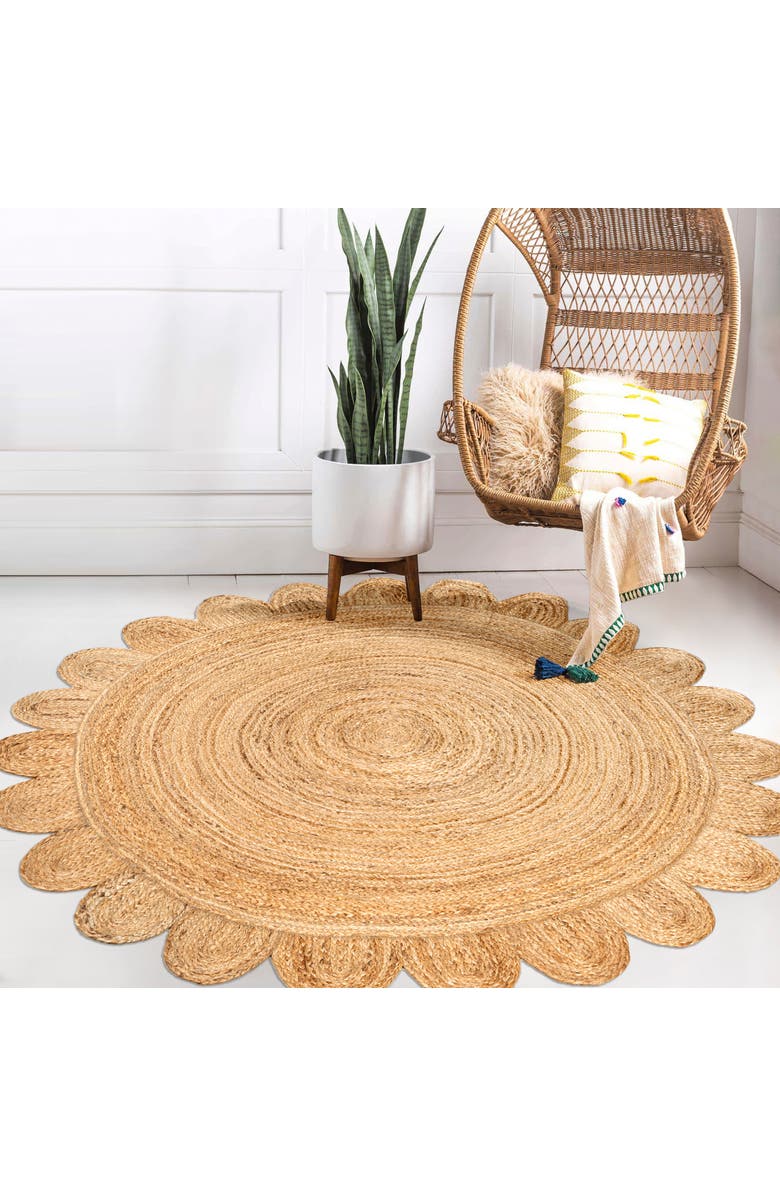 JONATHAN Y Petal Boho Jute Scalloped Circle Round Area Rug | Nordstrom