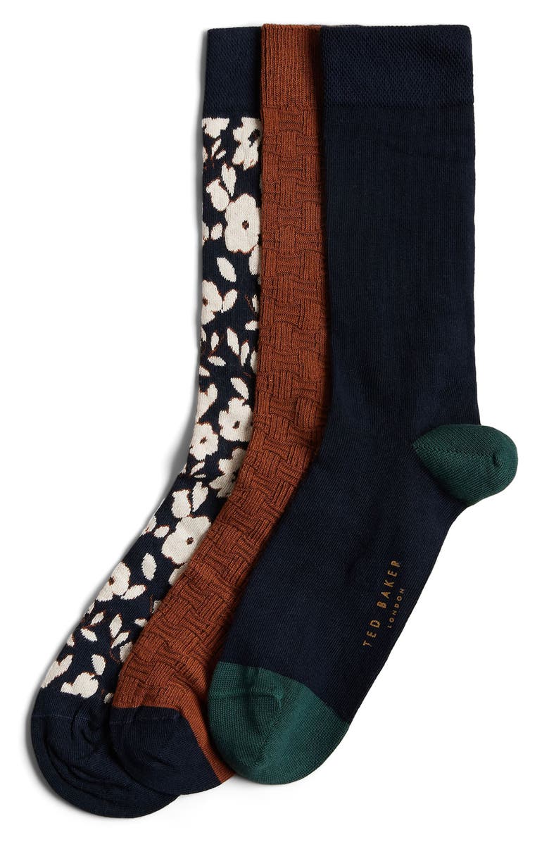 Ted Baker London Assorted 3-Pack Becools Floral Dress Socks Gift Box ...