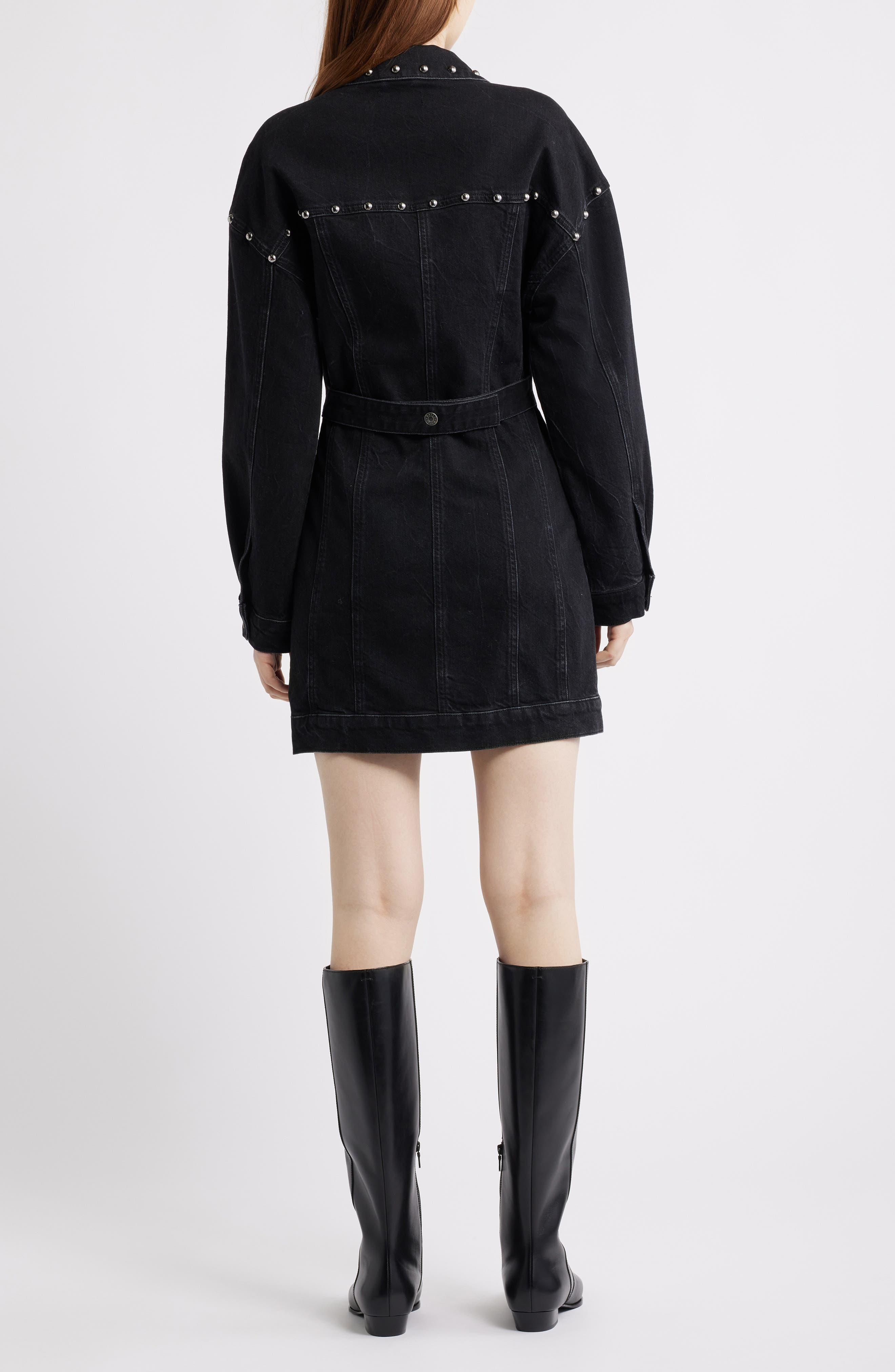 Rails Ladera Studded Long Sleeve Denim Mini Shirtdress | Nordstromrack