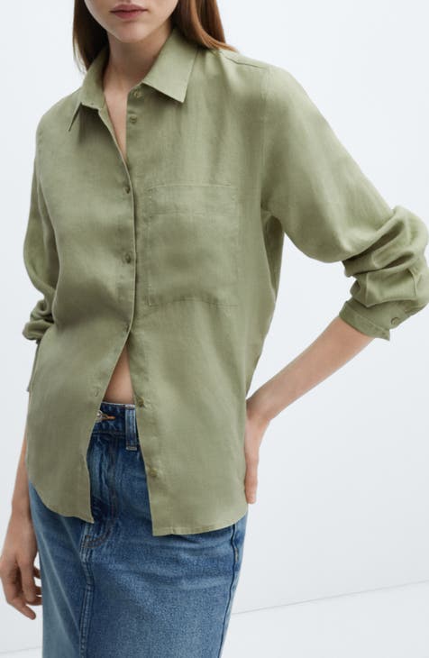 Women's 100% Linen Button Up Tops | Nordstrom