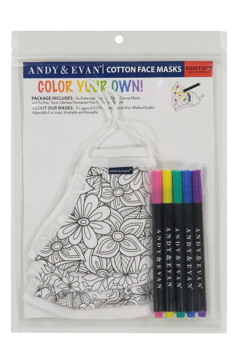 Andy & Evan Assorted 4-Pack Adult Color Your Own Face Masks Kit | Nordstrom