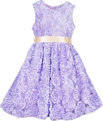 JOE-ELLA Magpie Ribbon Lilac Textured Dress | Nordstromrack