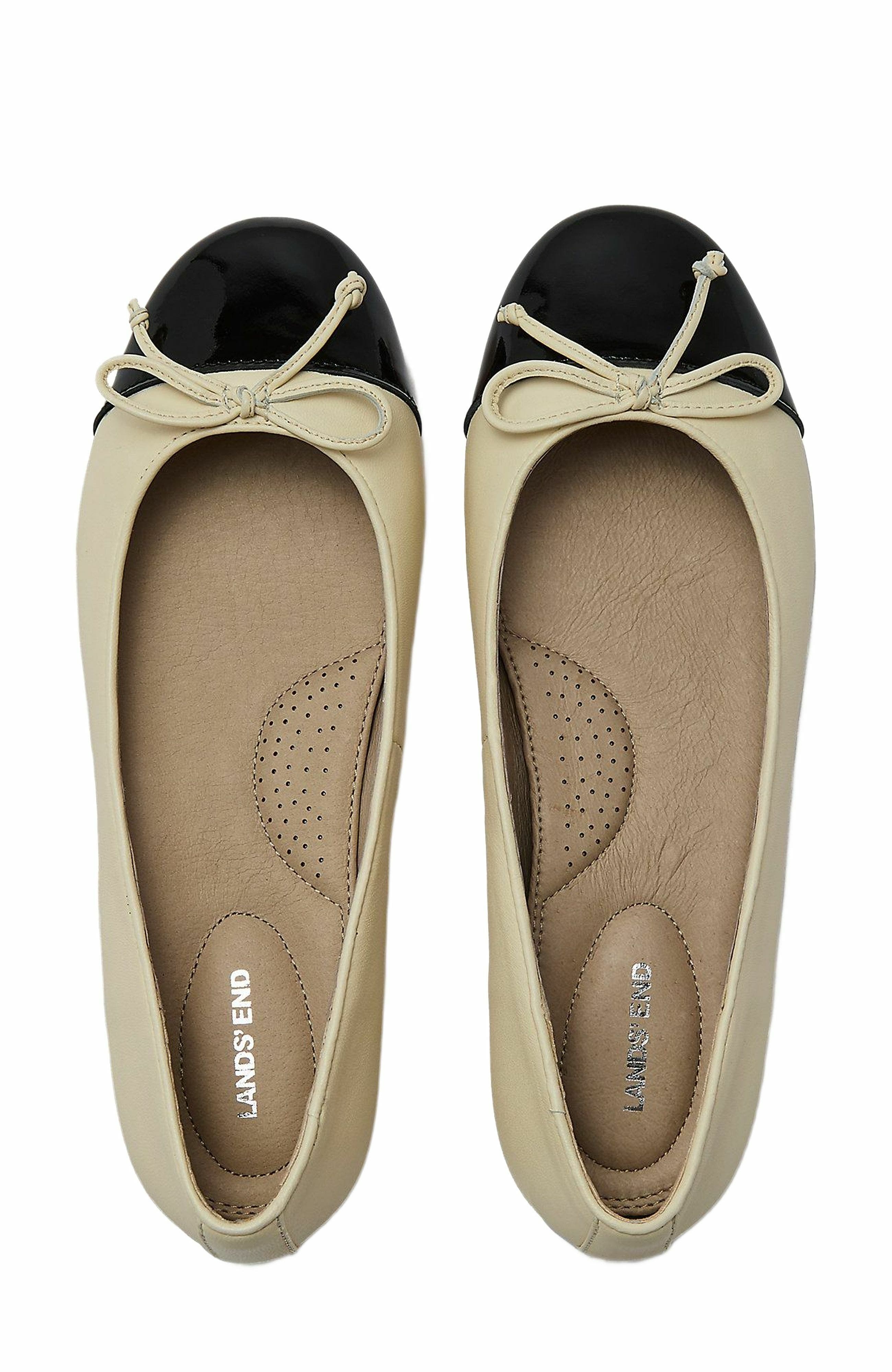 Lands' End Essential Leather Cap Toe Ballet Flats | Nordstrom
