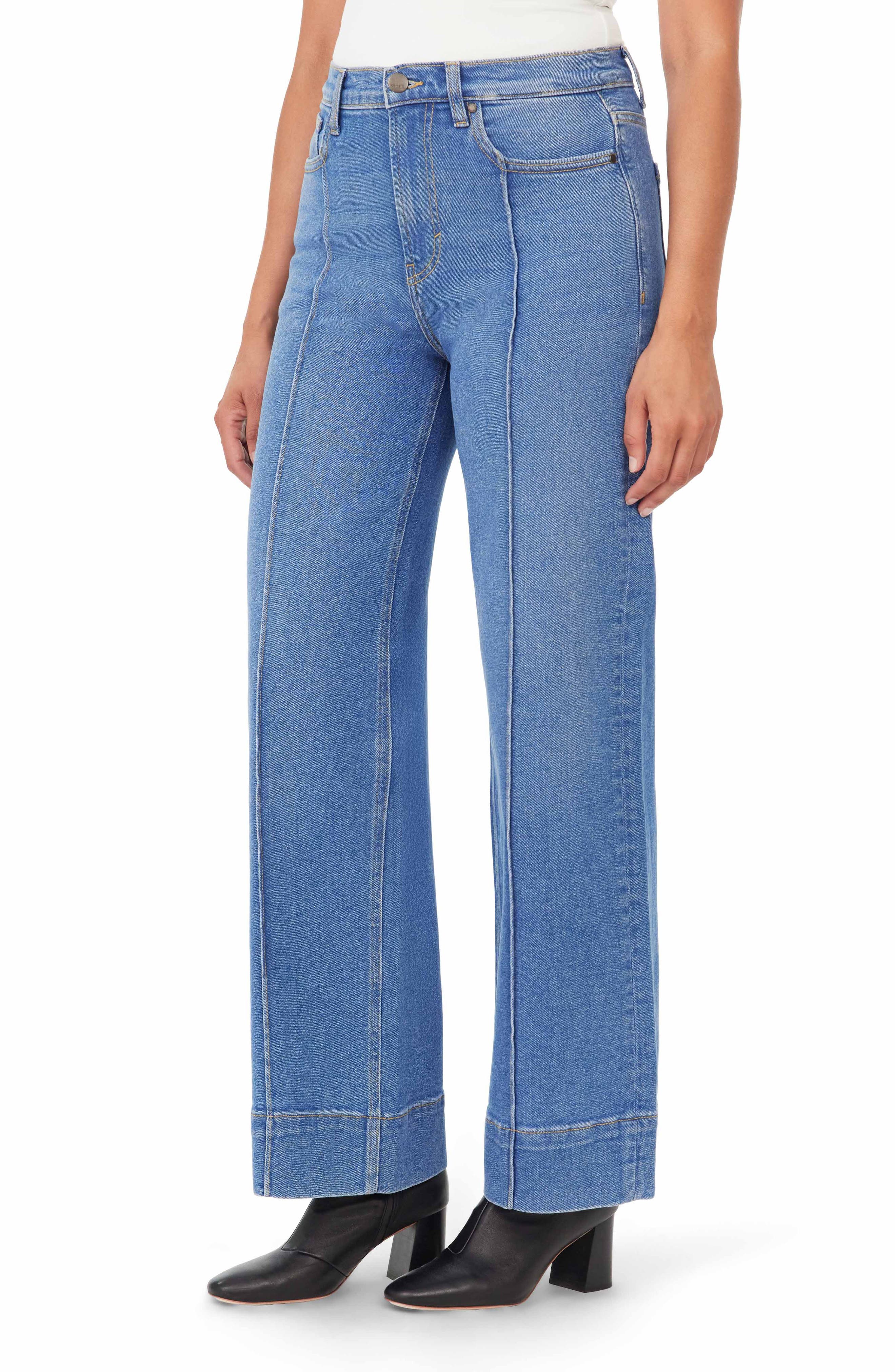 High Waist Pintuck Wide Leg Jeans (Women) | Nordstromrack