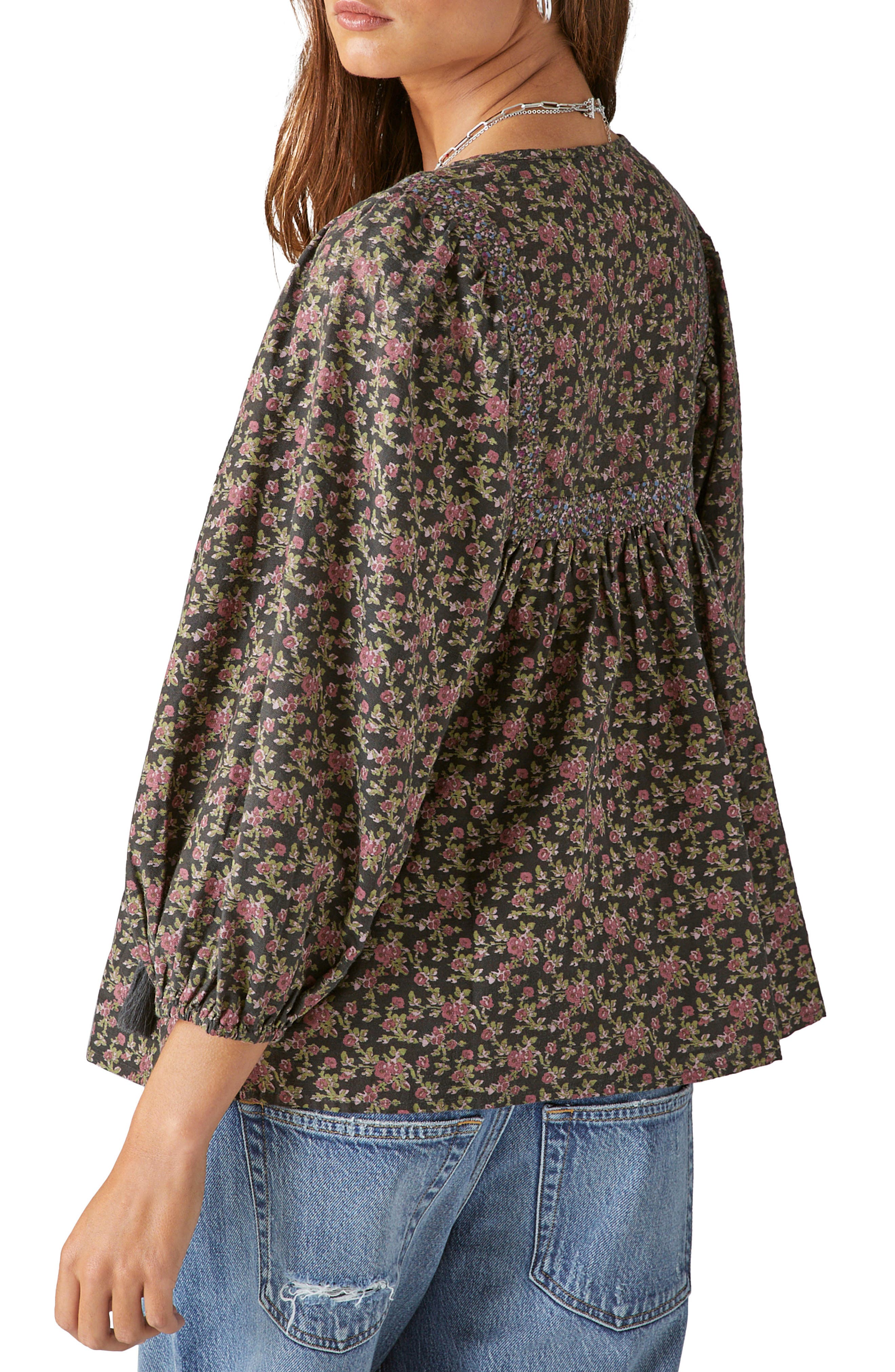 Lucky Brand Mix Print Peasant Top | Nordstromrack