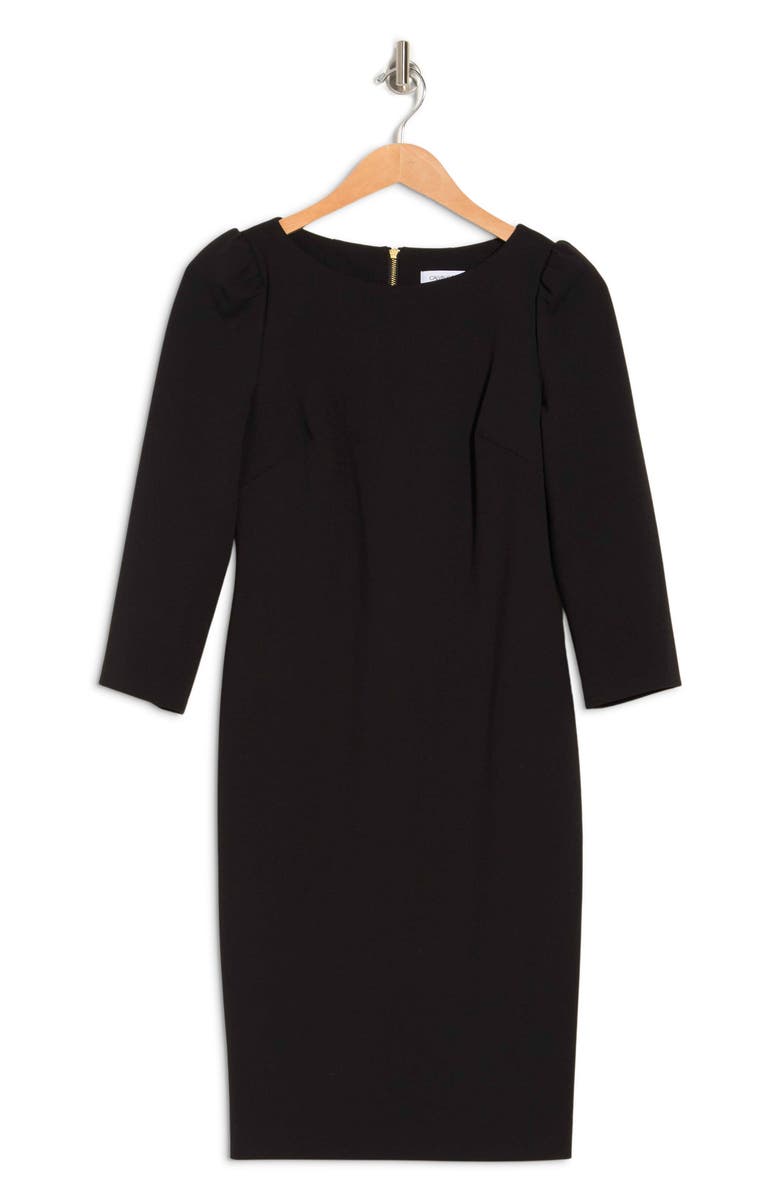 Calvin Klein Solid 3/4 Puff Sleeve Sheath Dress | Nordstromrack