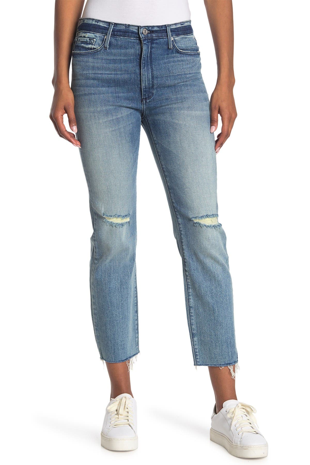 BLACK ORCHID Brooke Straight Raw Hem Jeans | Nordstromrack