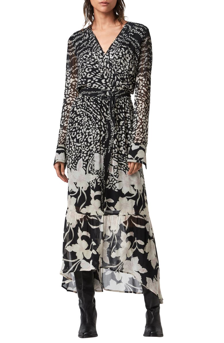 AllSaints Florence Tempo Long Sleeve Midi Dress | Nordstromrack