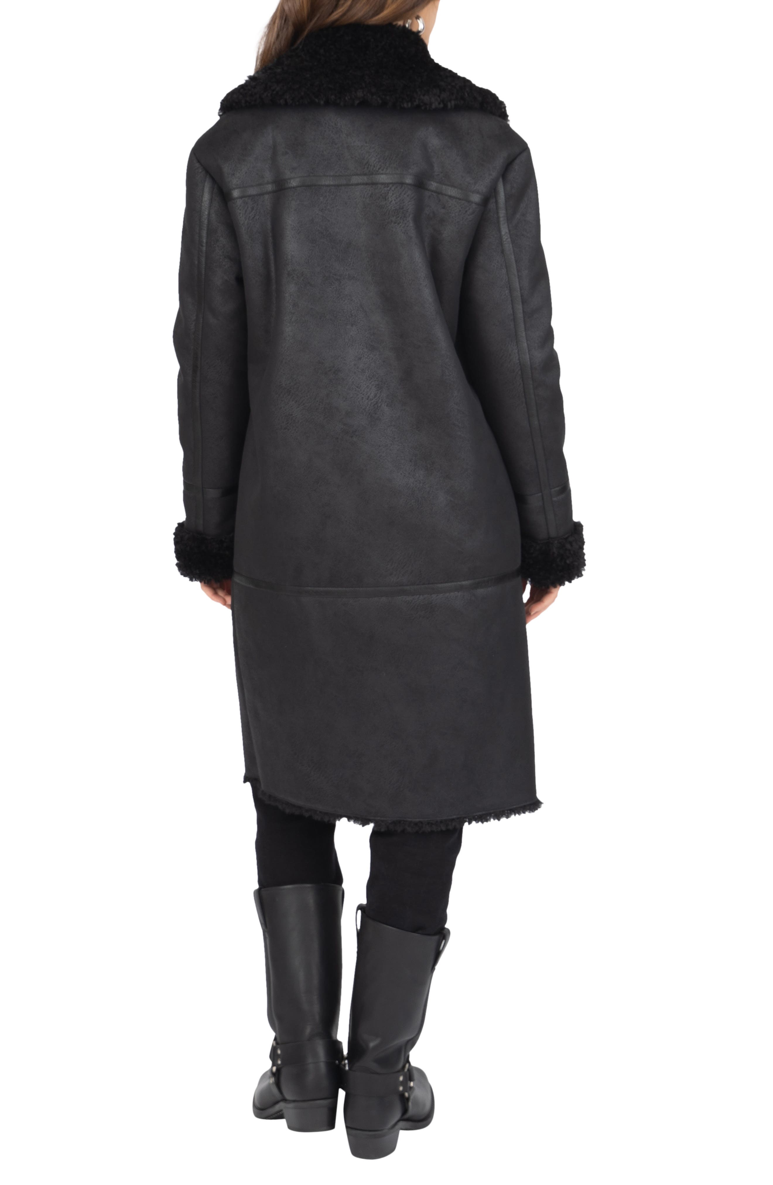 Frye Faux Shearling Double Breasted Trench Coat | Nordstromrack