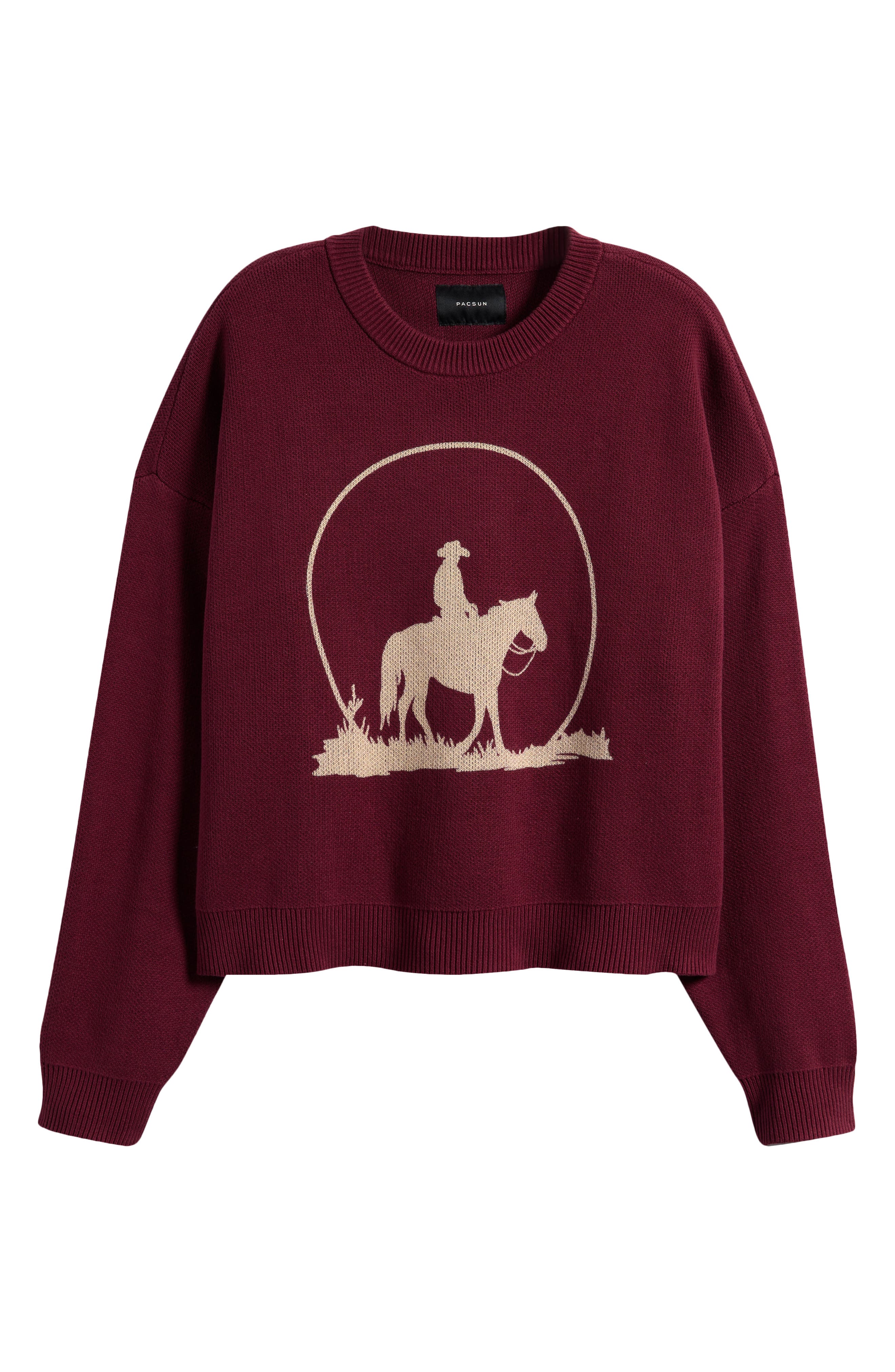 Pacsun Moonlight Oversize Crewneck Sweater In Burgundy | ModeSens