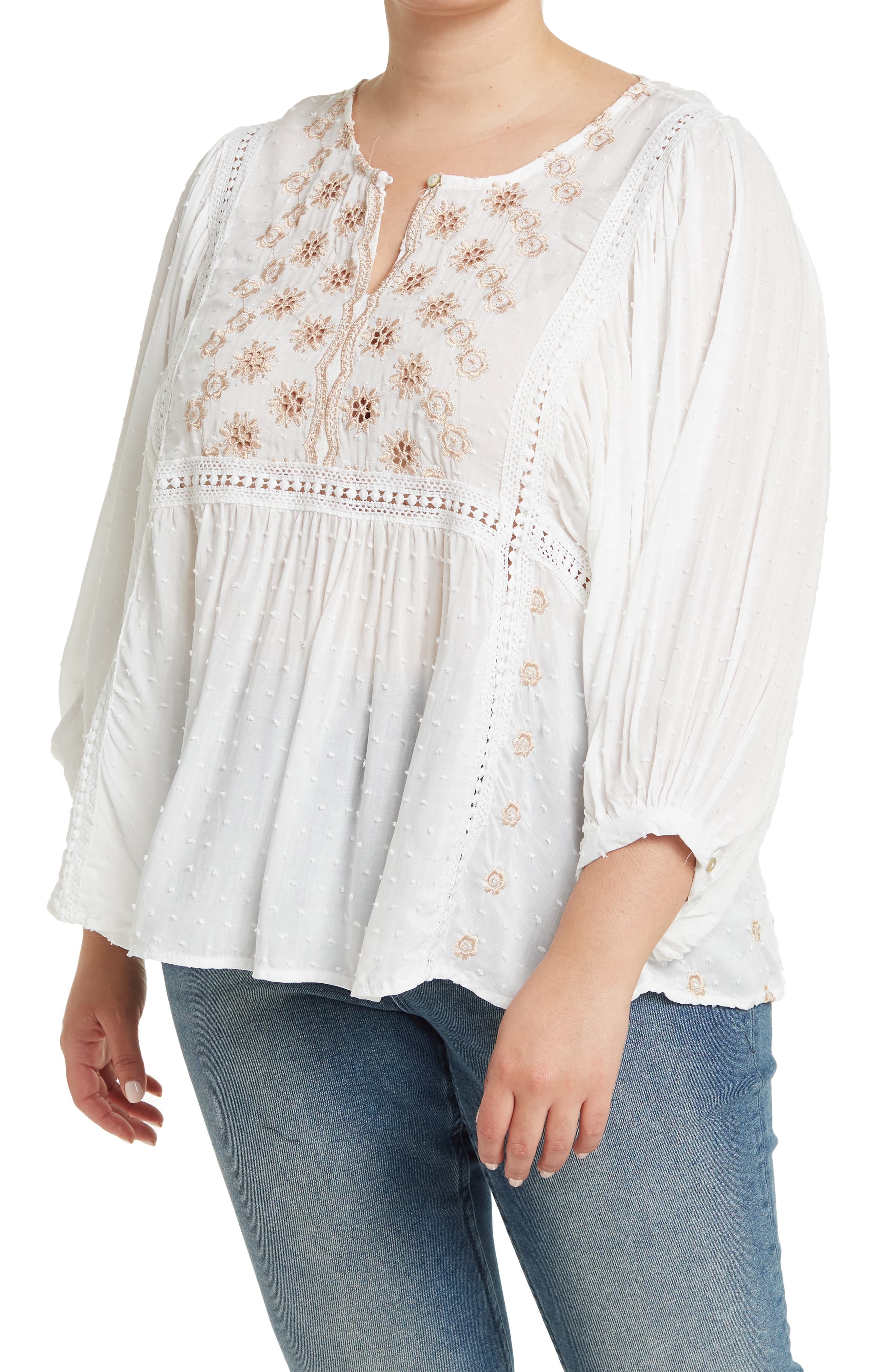 Forgotten Grace Embroidered Sleeve Tunic Top | Nordstromrack