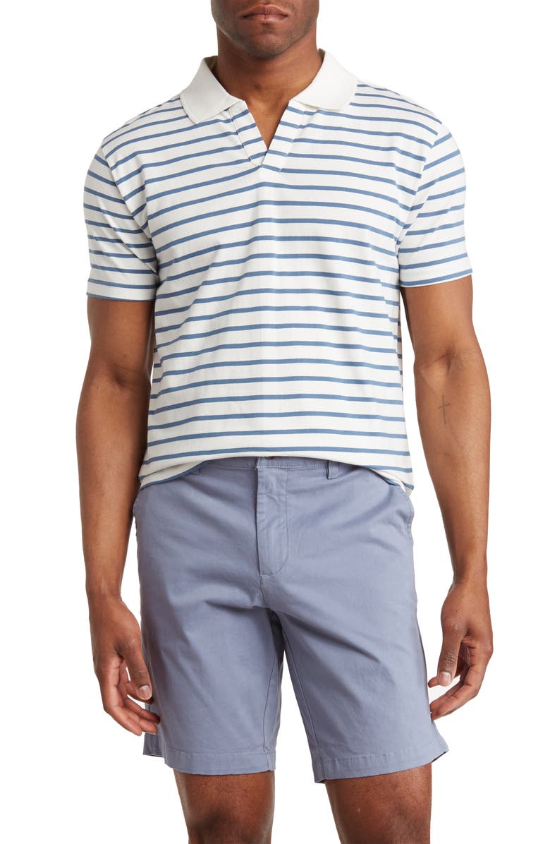 Slate & Stone Stripe Johnny Collar Stretch Cotton Jersey Polo ...