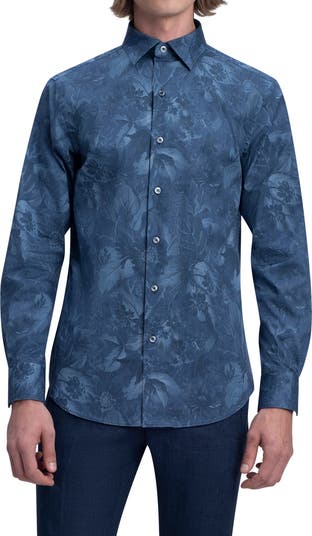 Bugatchi Shaped Fit Stretch Print Button-Up Shirt | Nordstromrack