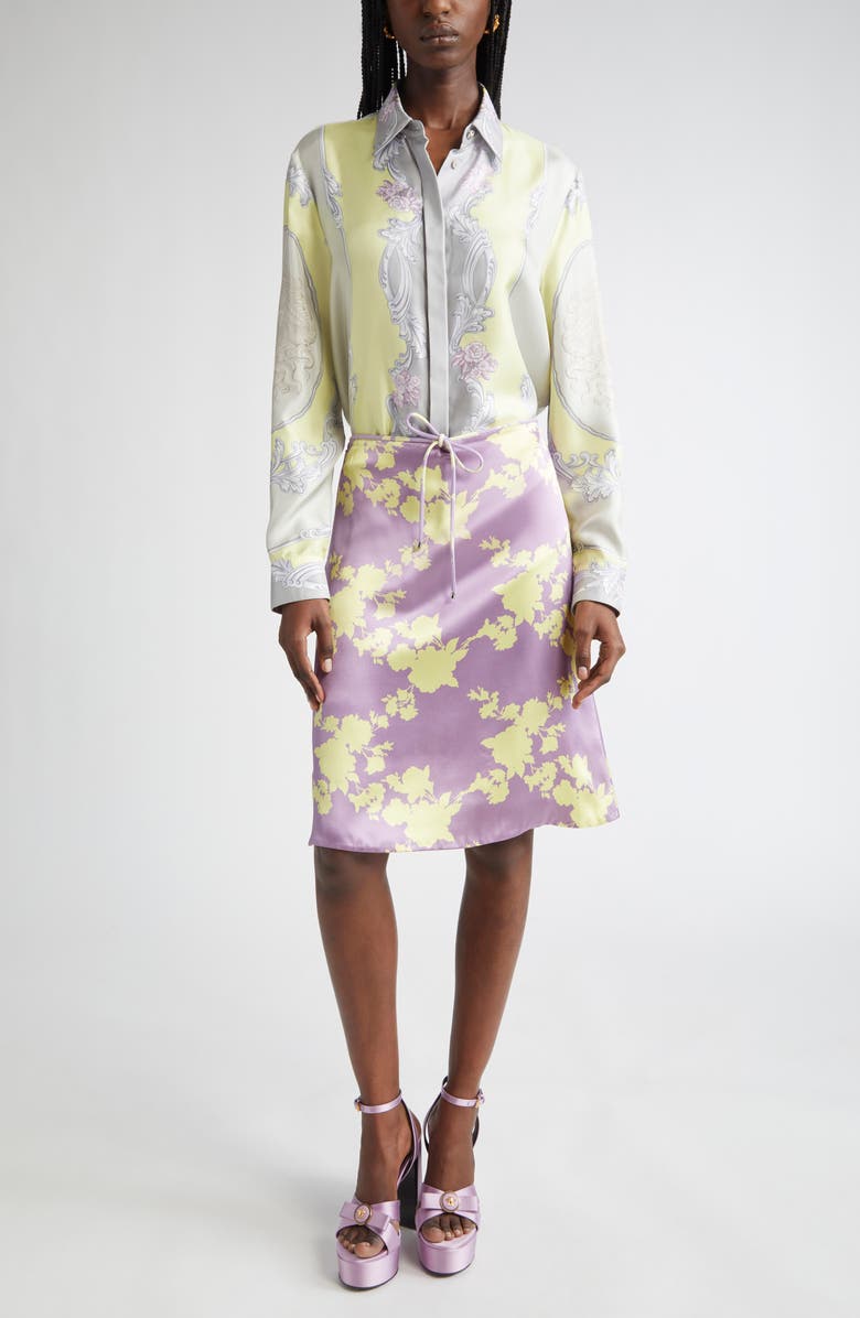 Versace Wild Roses Print Satin Skirt | Nordstromrack