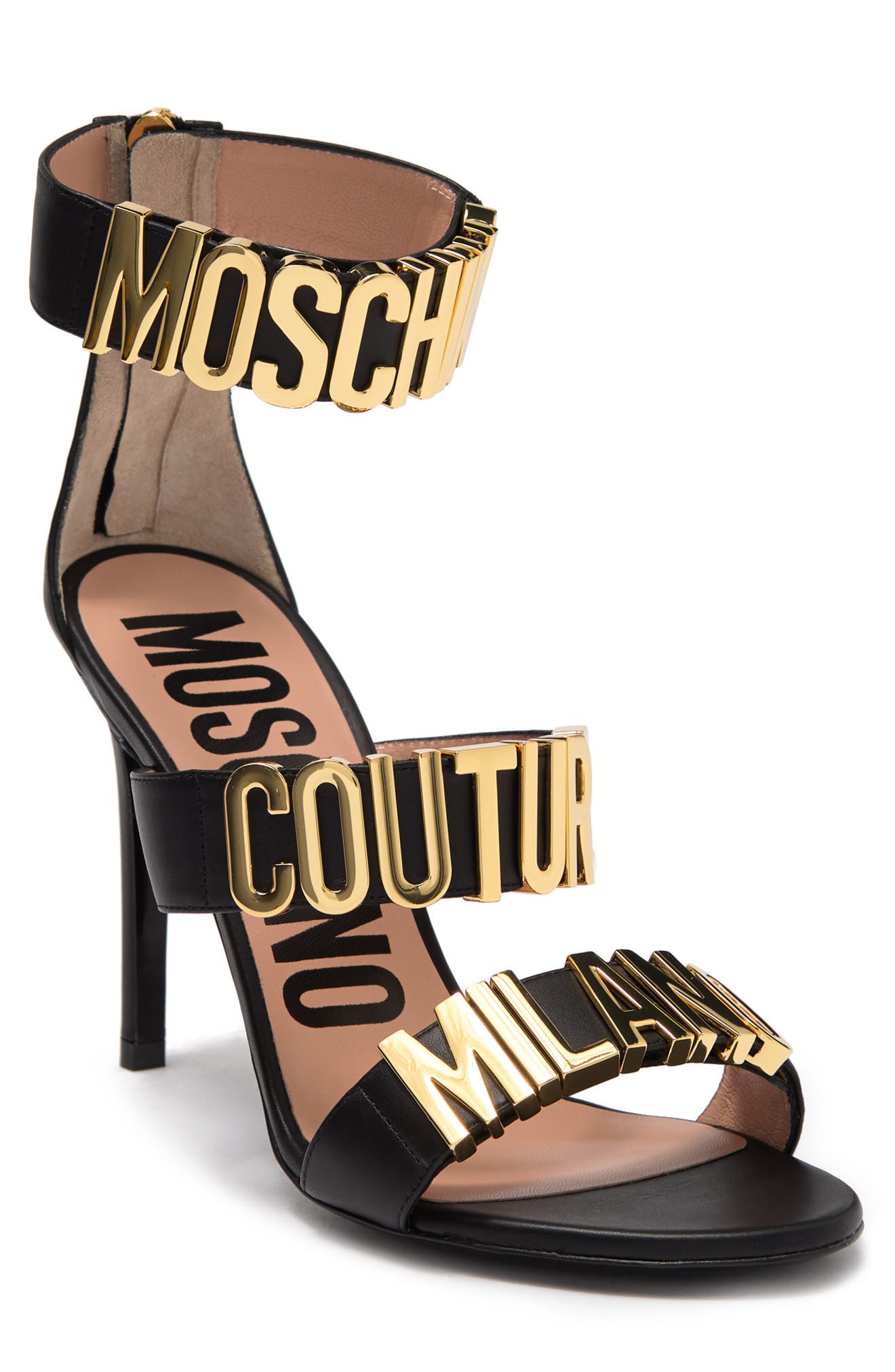 Moschino Logo Hardware Leather Stiletto Sandal (Women) | Nordstromrack