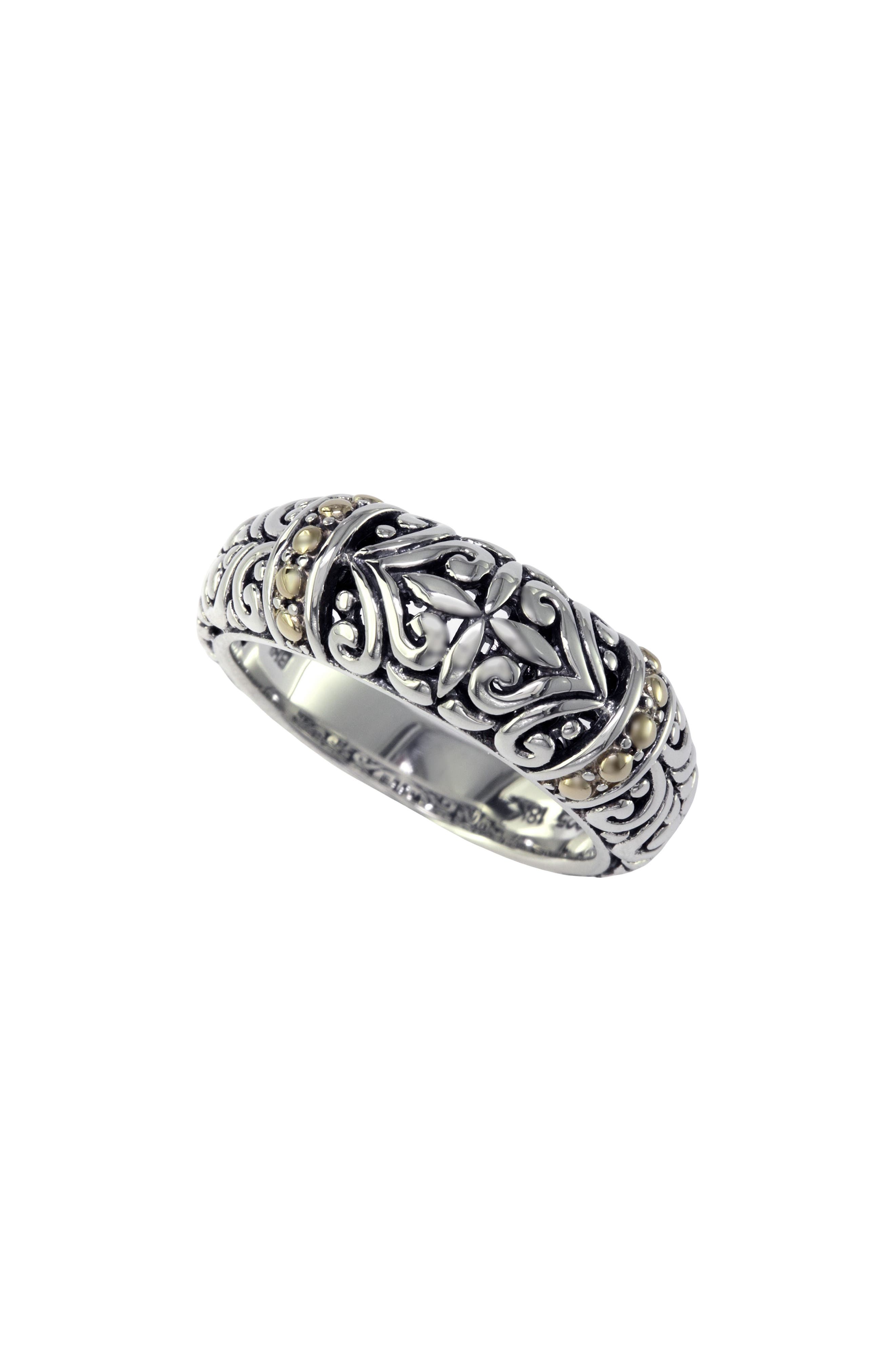 EFFY 18K Yellow Gold & Sterling Silver Filigree Band Ring - Size 7 ...