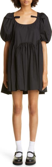 Sandy Liang Hugo Puff Sleeve Cotton Poplin Babydoll Dress | Nordstrom