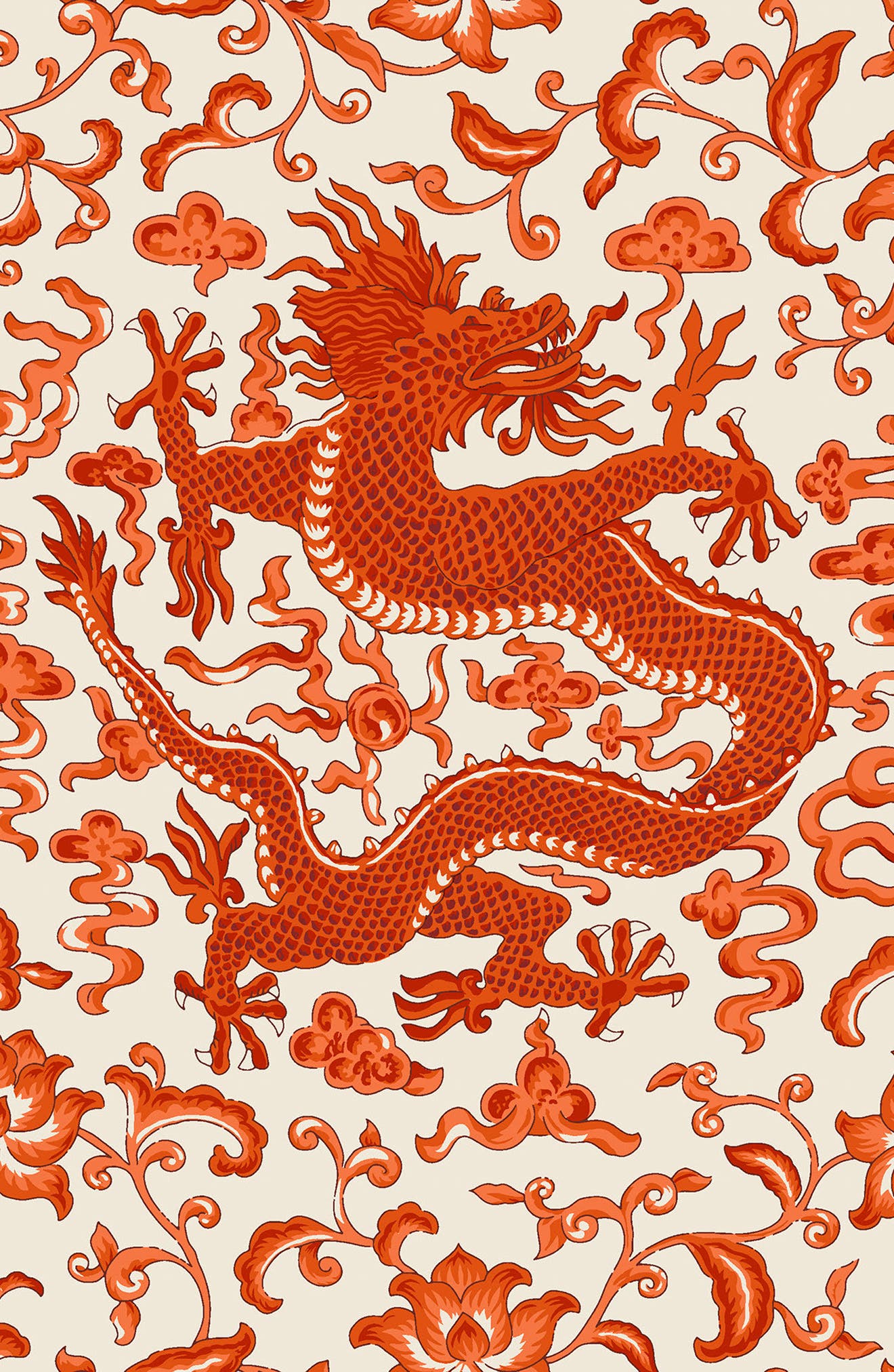 Wallpops Persimmon Chi'en Dragon Scalamandre Self Adhesive Wallpaper ...