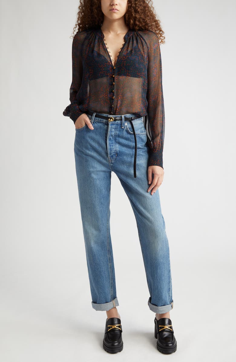 Veronica Beard Marion Print Silk Blouse | Nordstromrack