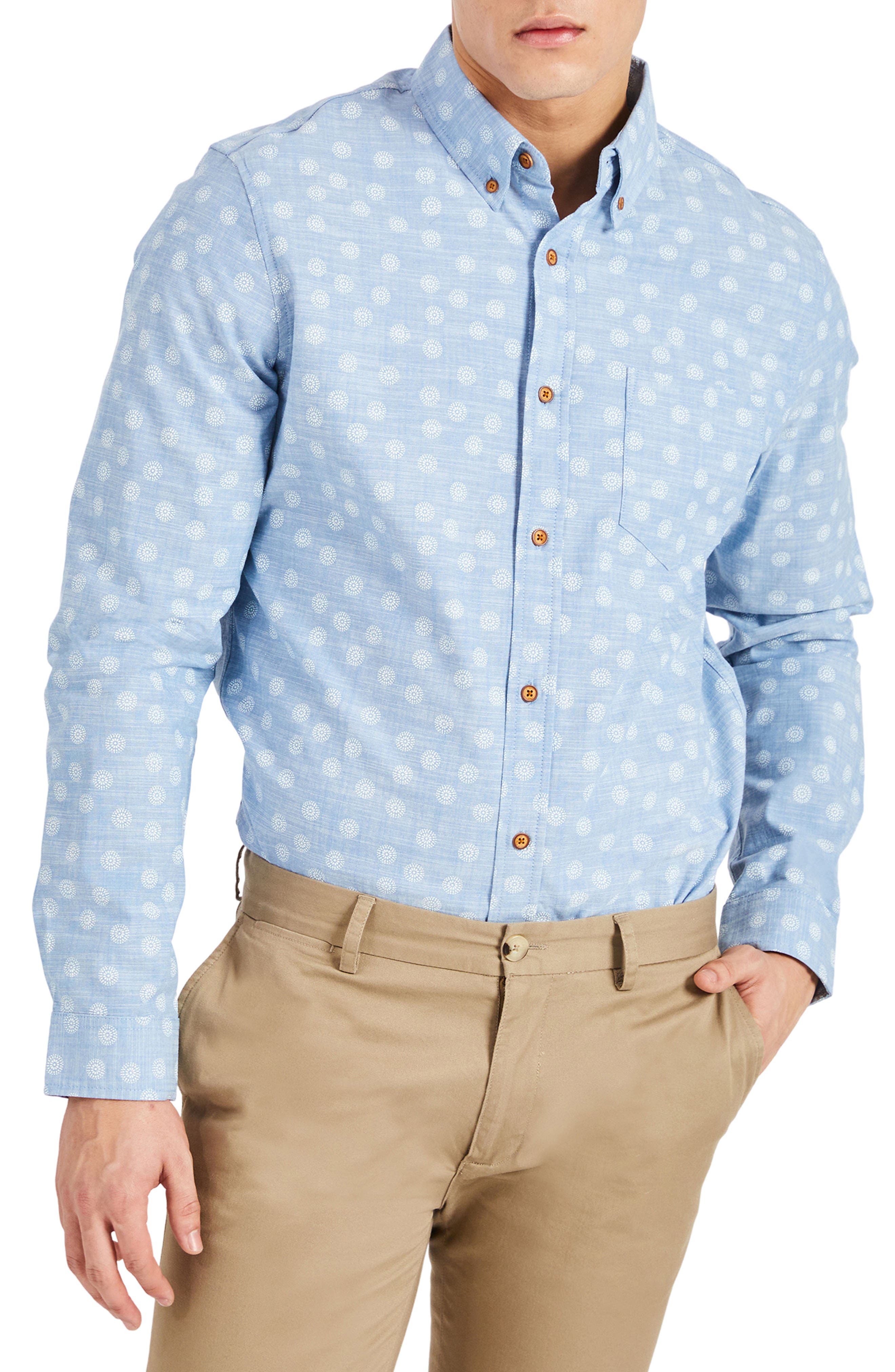 Ben Sherman Geometric Chambray Button-Down Shirt | Nordstromrack
