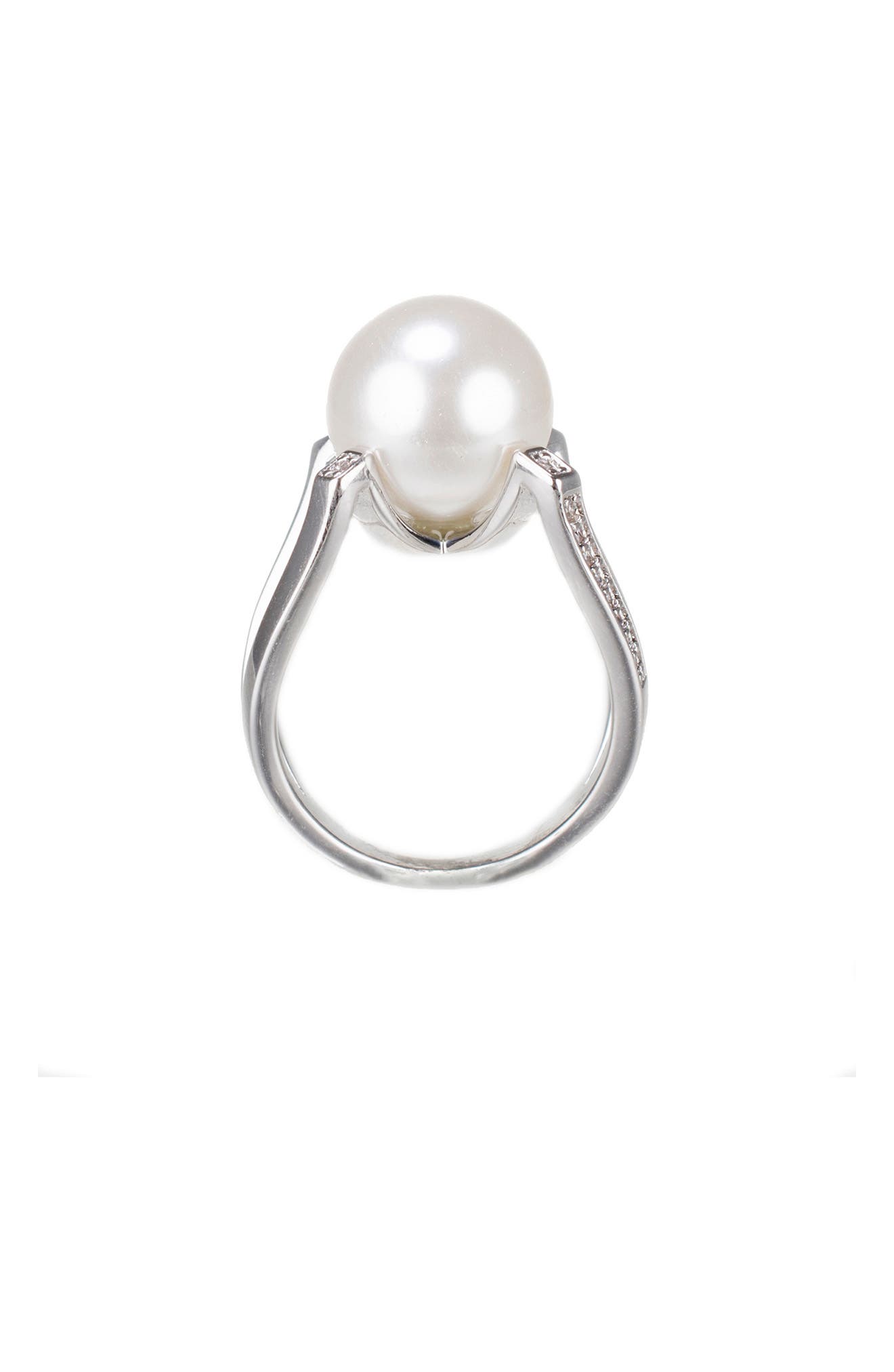 CZ by Kenneth Jay Lane Claw Set Mother of Pearl Gumball CZ Pave Open ...