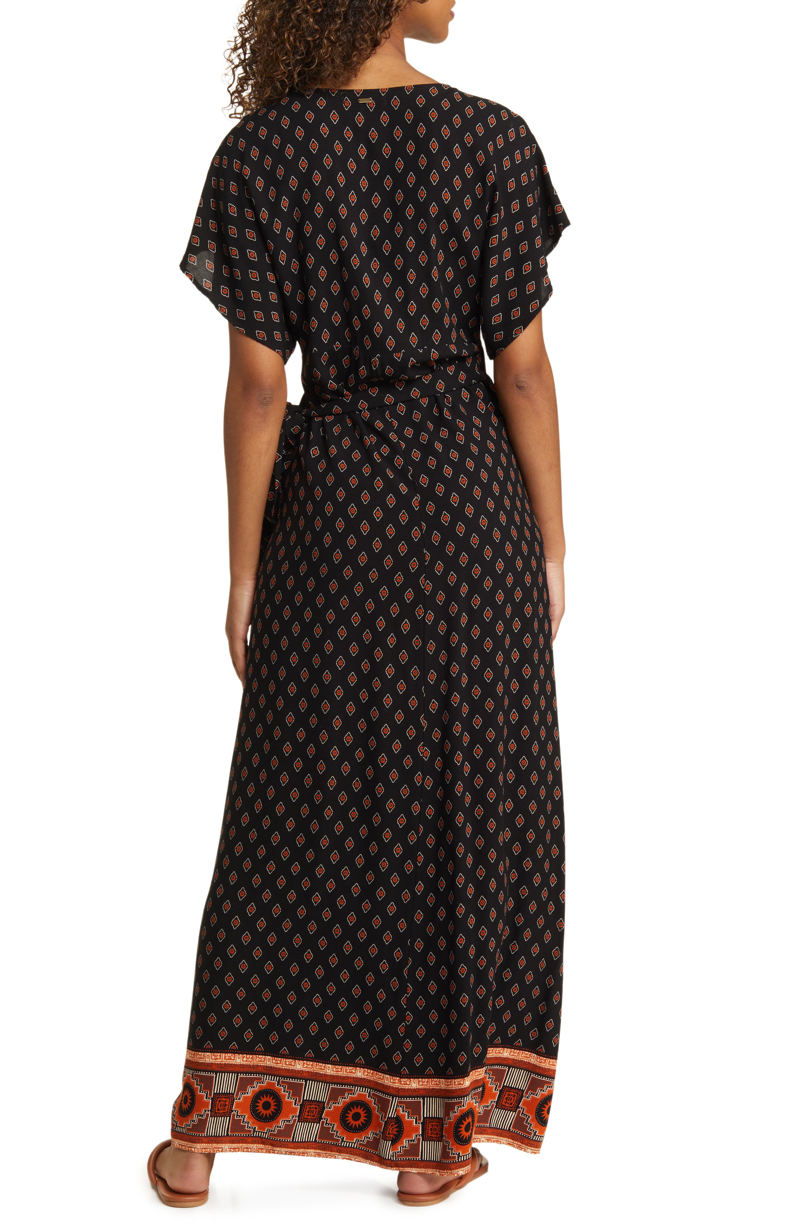 Rip Curl Pacific Dreams Short Sleeve Maxi Wrap Dress | Nordstrom