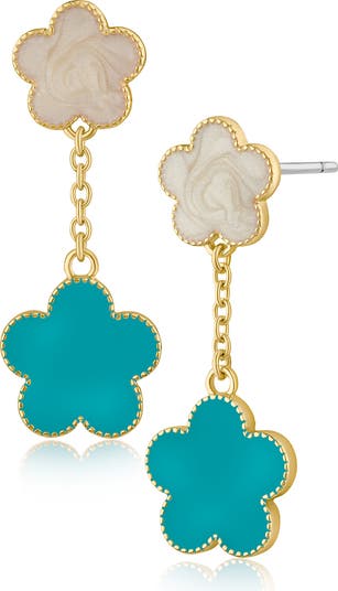 JARDIN Enamel Double Clover Drop Earrings | Nordstromrack