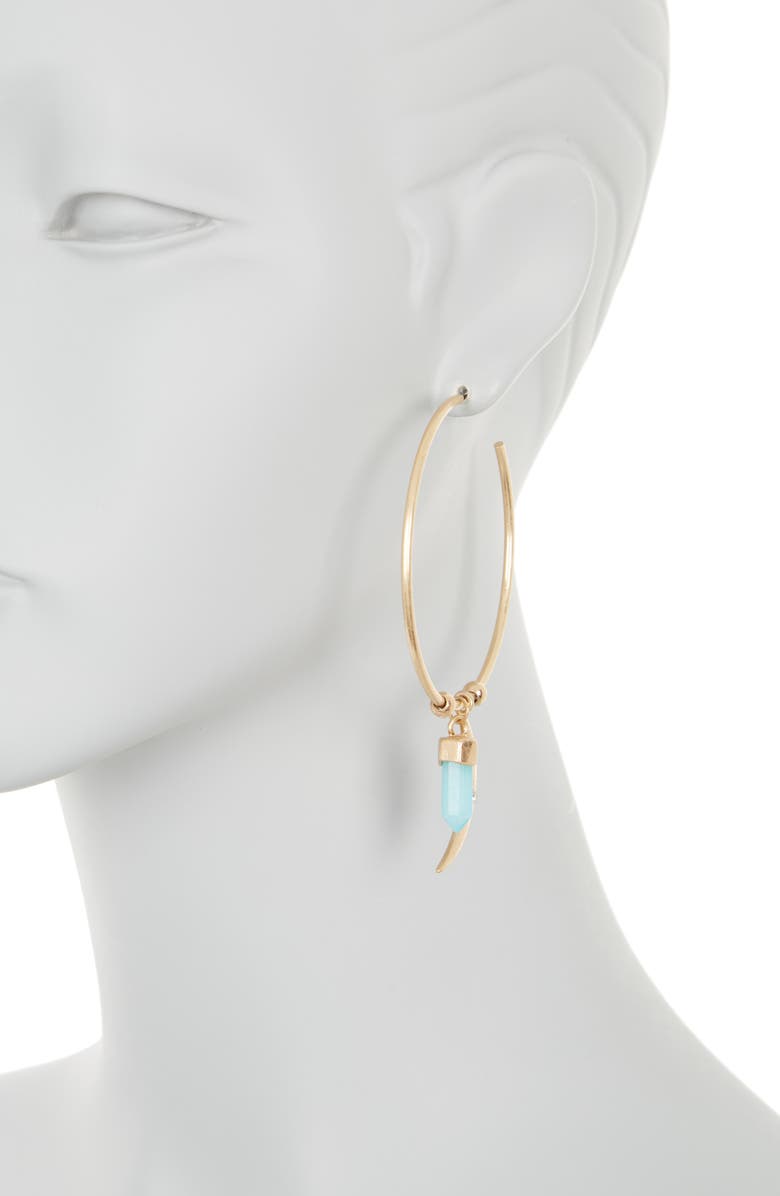 Melrose and Market 65mm Moon and Stone Charm Hoop Earrings | Nordstromrack