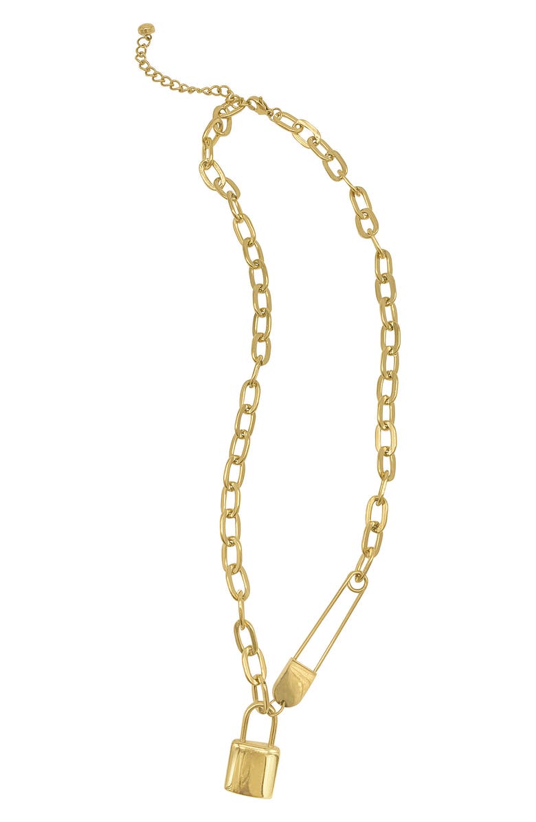 Adornia Safety Pin and Lock Chain Necklace | Nordstromrack