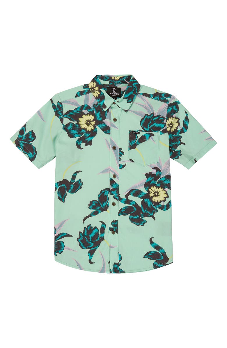 Volcom Kids' Island Time Floral Short Sleeve Button-Up Shirt ...