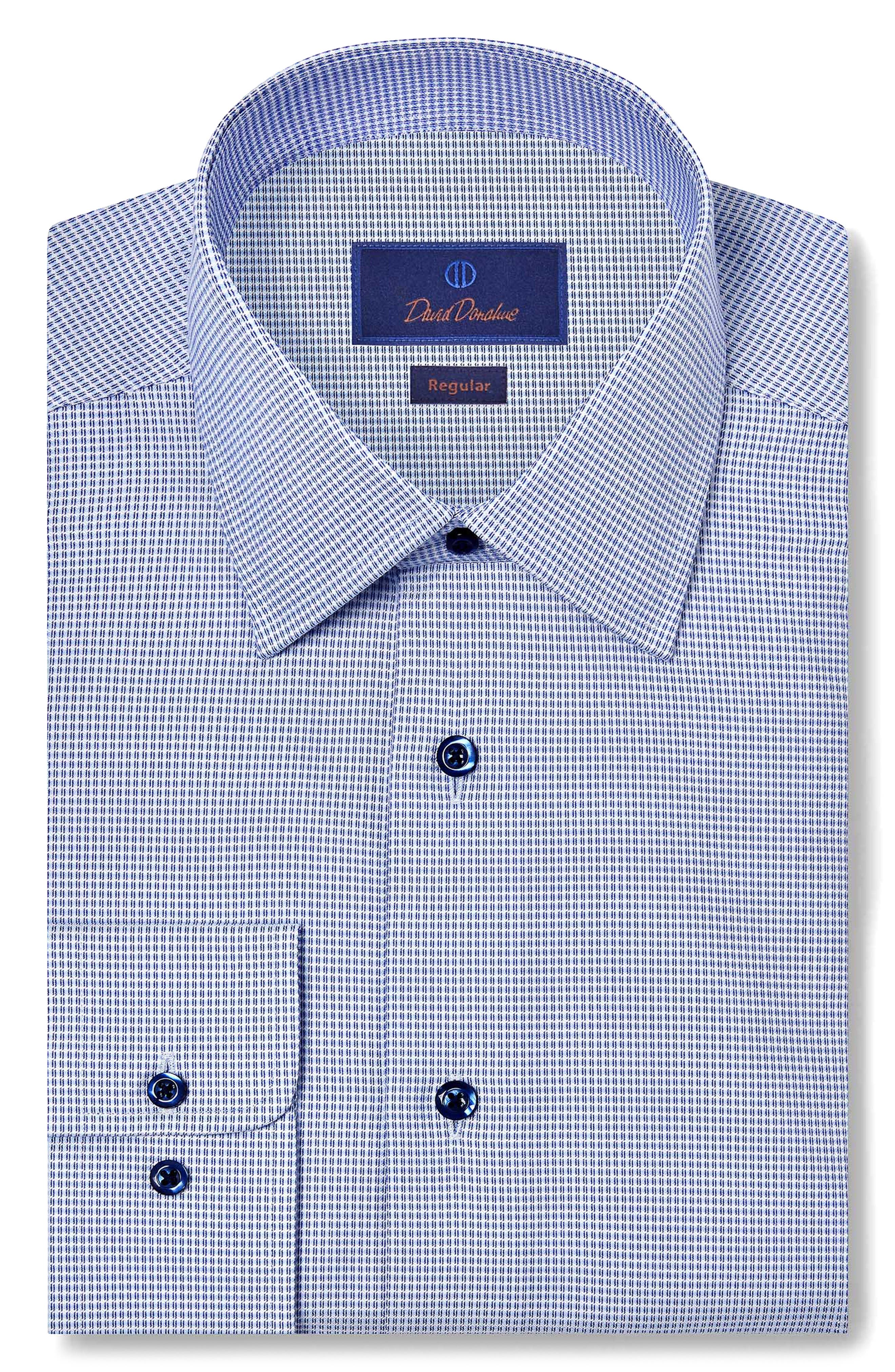 David Donahue Regular Fit Micro Dobby Dress Shirt | Nordstrom