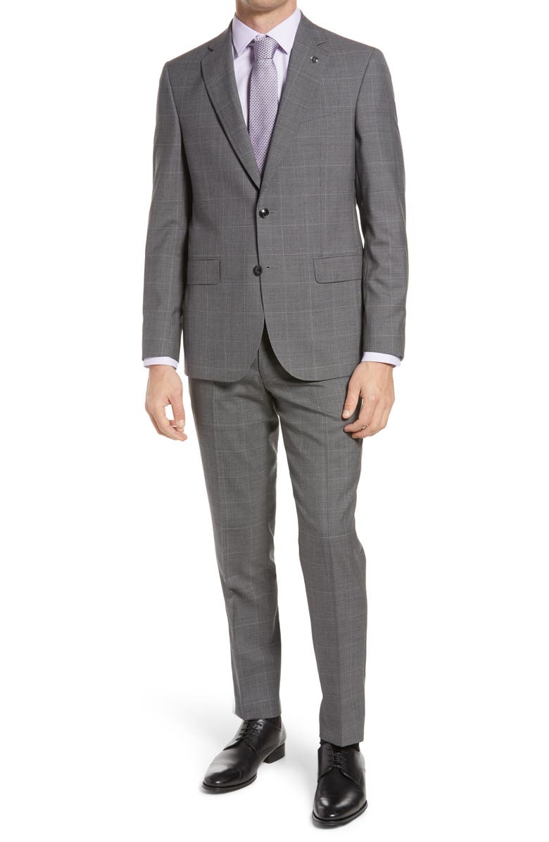 Ted Baker London Jay Trim Fit Windowpane Wool Suit | Nordstromrack
