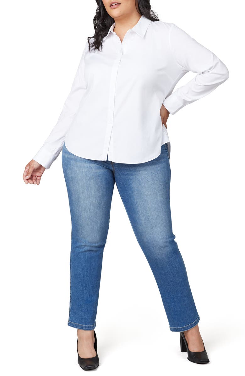 SPANX® Stretch Poplin Pullover Button-Up Shirt | Nordstrom