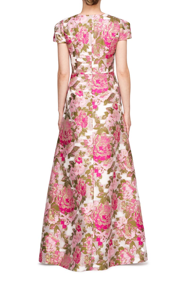 Kay Unger Odessa Metallic Floral A-Line Gown | Nordstrom