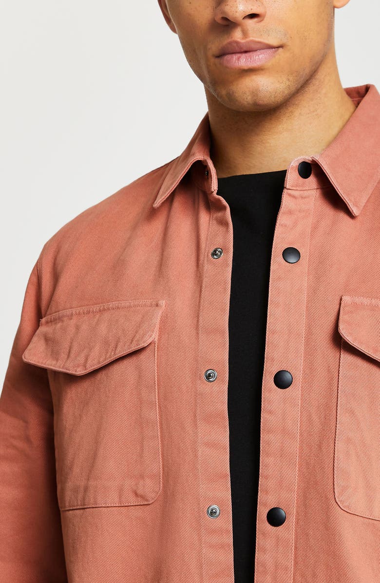 River Island Washed Snap-Up Shirt Jacket | Nordstrom