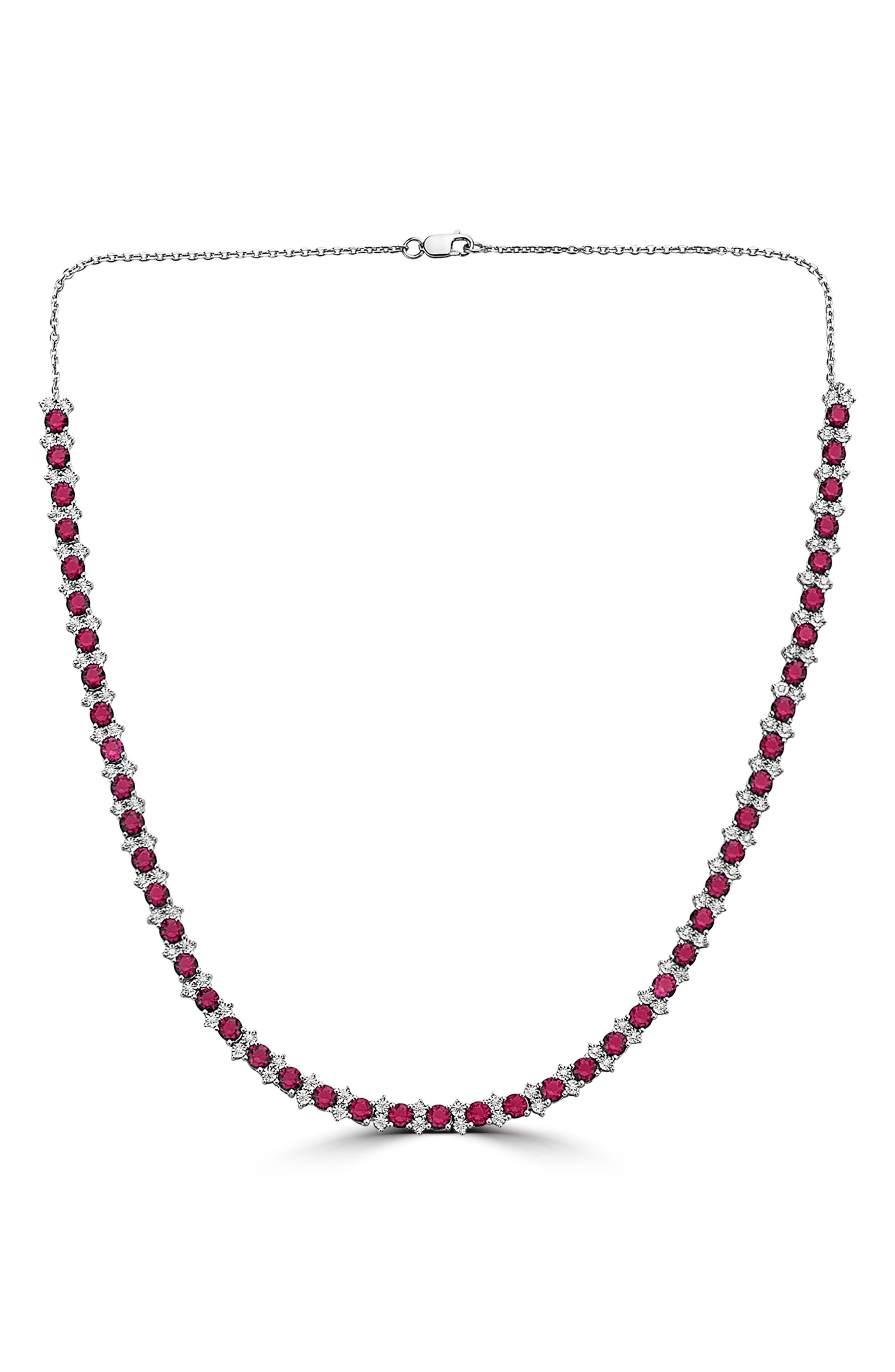 EFFY Sterling Silver, Diamond & Natural Ruby Necklace | Nordstromrack