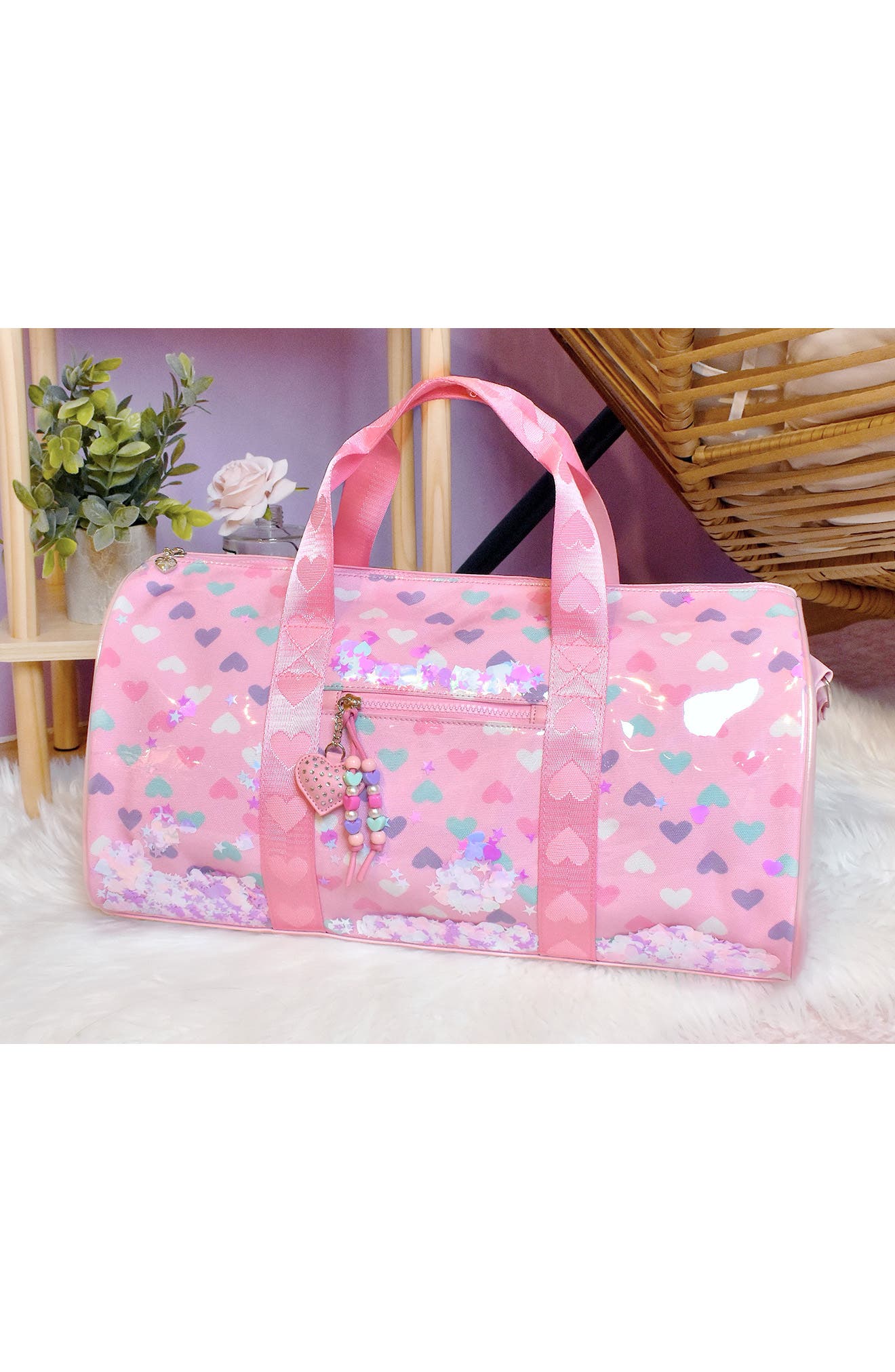 OMG Accessories Kids' Heart Print Confetti Duffle Bag | Nordstromrack